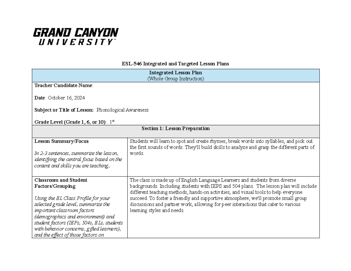 ESL-546-RS-T4-Integrated and Targeted Lesson Plans - ESL-546 Integrated and Targeted Lesson ...