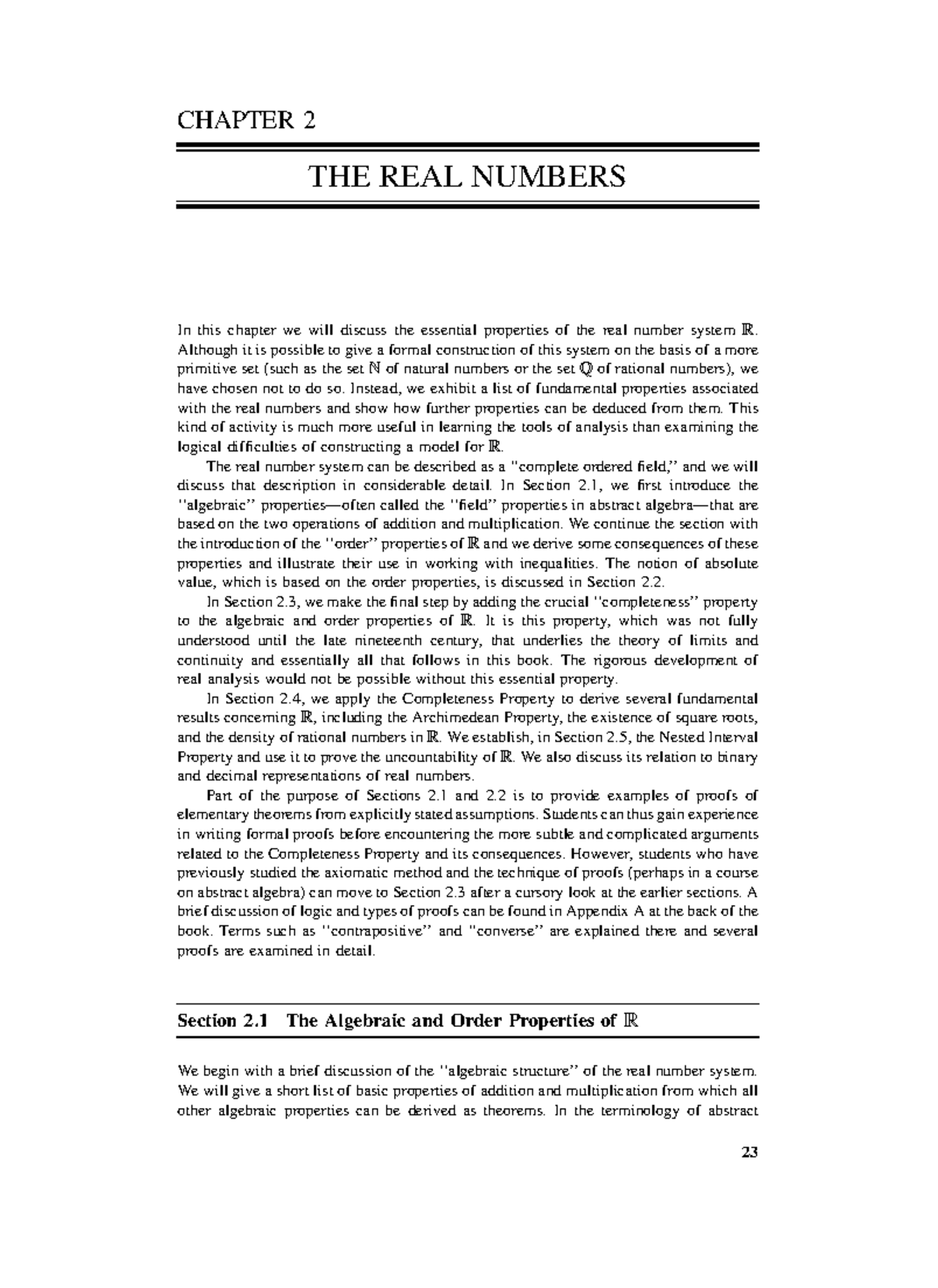 Chapter 2 - Pengantar Analisis Riil - CHAPTER 2 THE REAL NUMBERS In ...