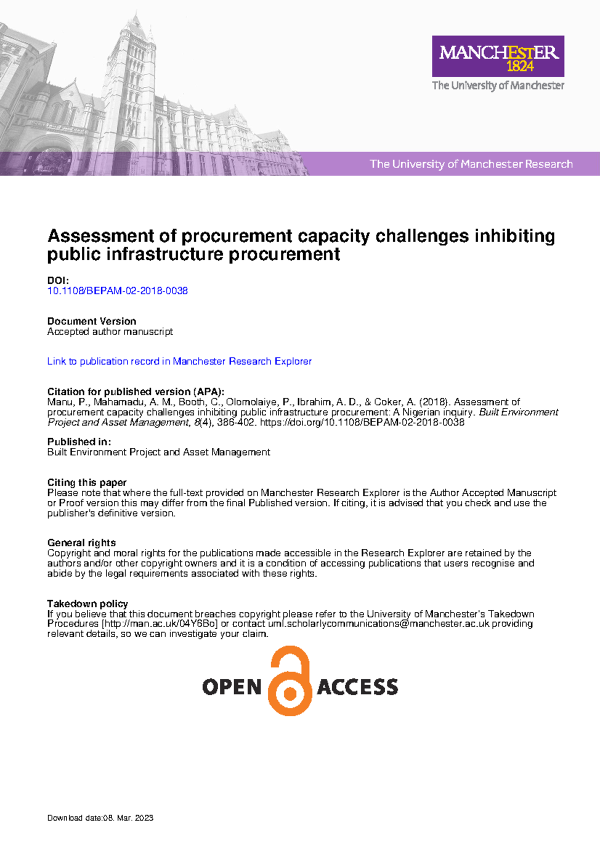 Bepam 2018 Author accepted version - The University of Manchester ...