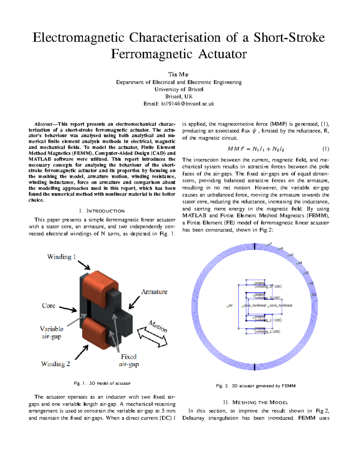 Electro-Mechanical Energy Conversion: EENG20002 coursework ...
