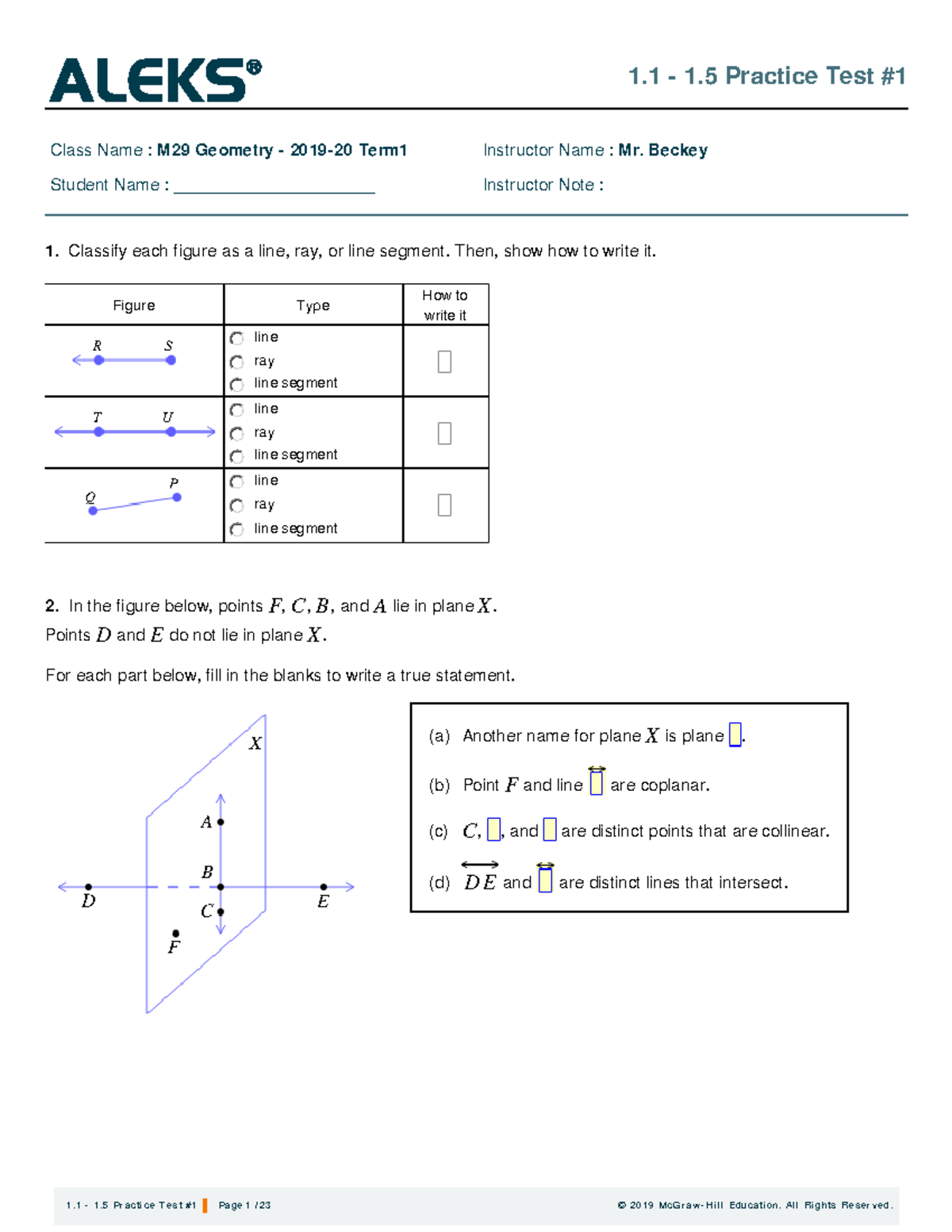 Practice Test for 1.1-1.5 - 1 - 1 Practice Test ####### Class Name ...