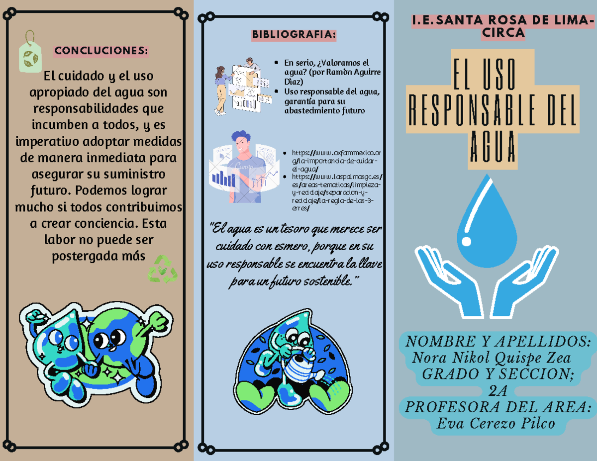 Triptico del agua segudo final nora - E L U S O R E S P O N S A B L E D E L A G U A I. E. S A N ...