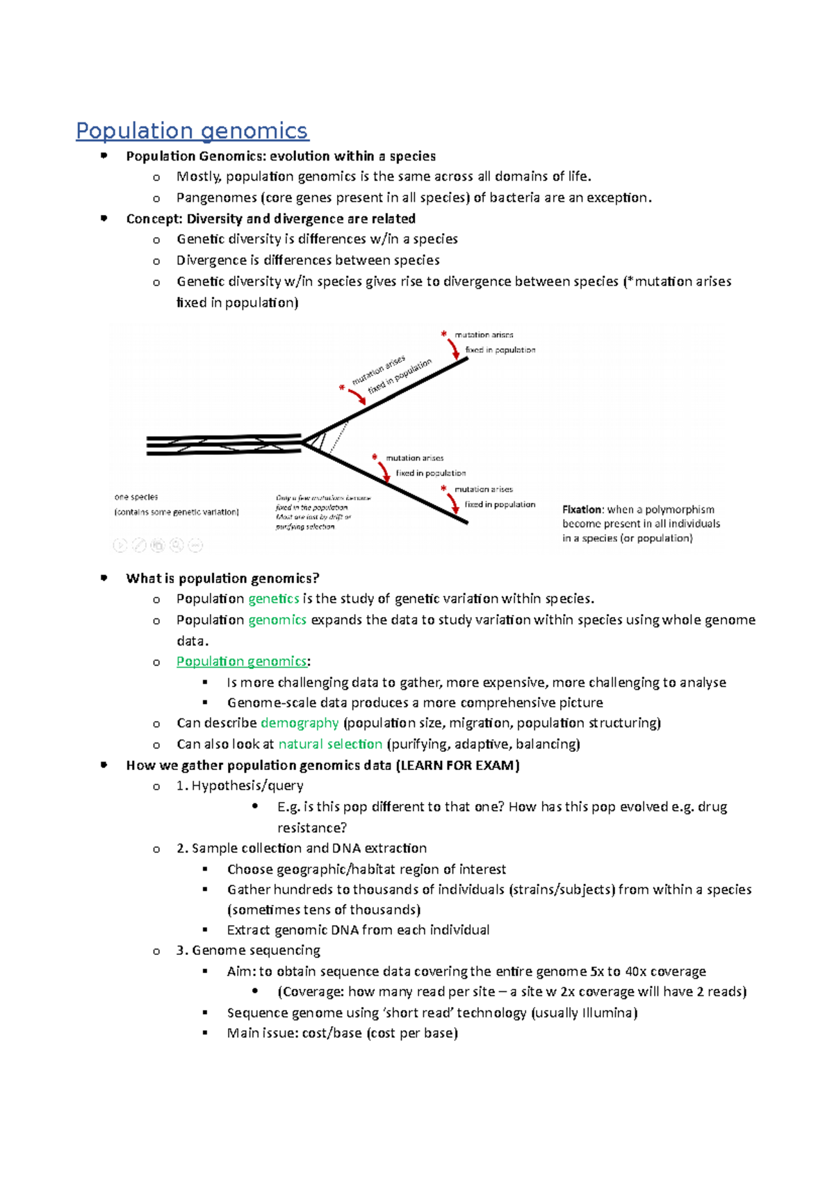 Population genomicss - Spring week 8 - Population genomics Population ...