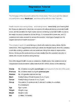 SPSS Tutorial Pre-reading - Multiple Regression - Tutorial Multiple Regression Ensure that you ...