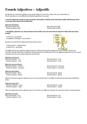 Cours 2 français - second lesson overview - ± Cours 2 Started with ...