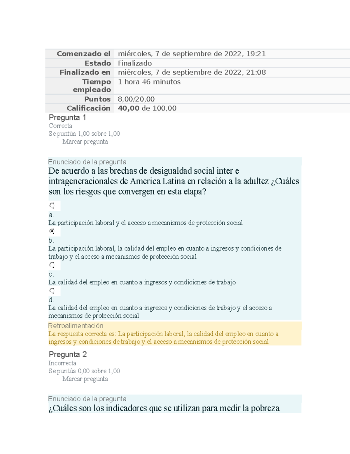 Examen Pobreza Y Exclusion Social ( corregido) - Comenzado el miércoles ...
