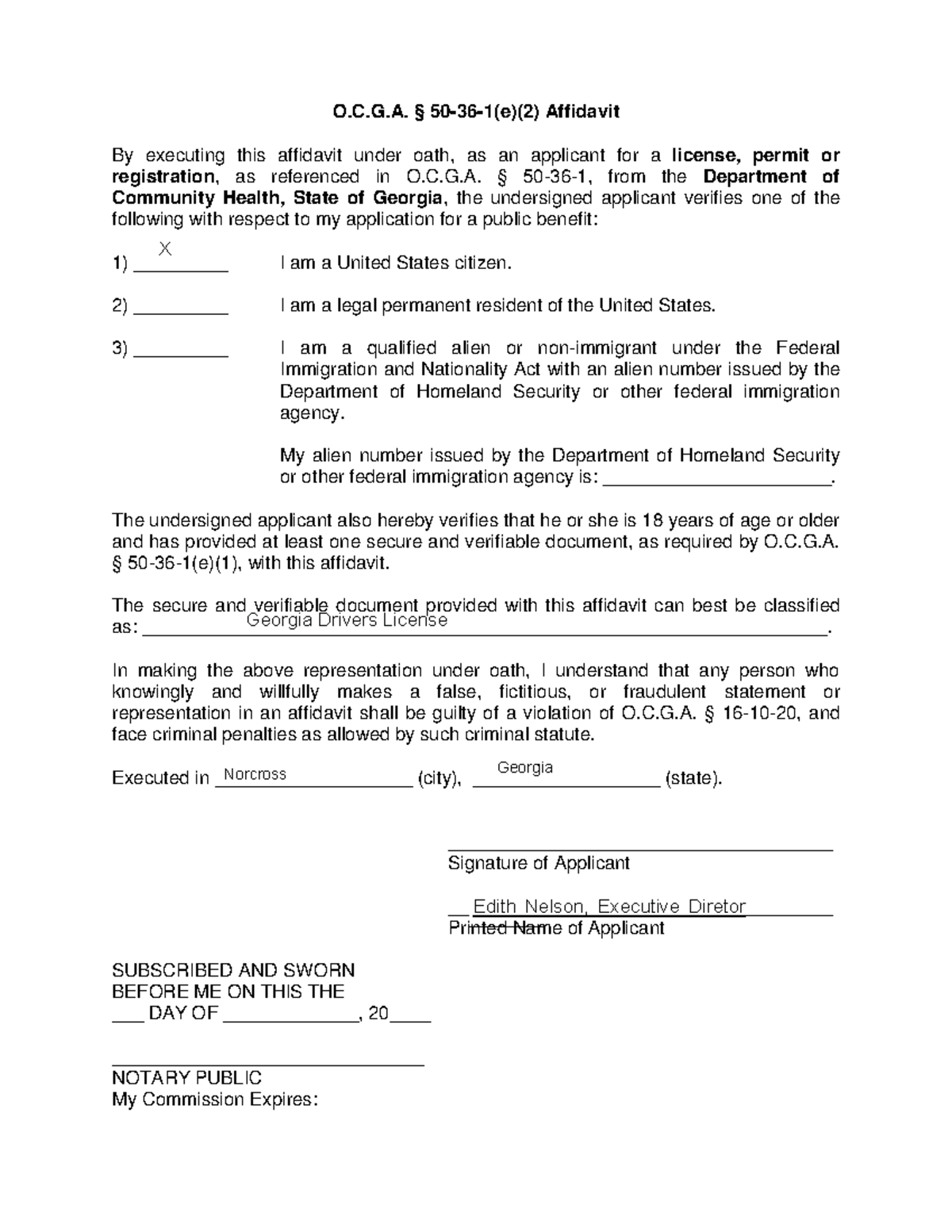 Pruitt Health Family First - GA DCH Home Care Affidavit - Edith Nelson ...