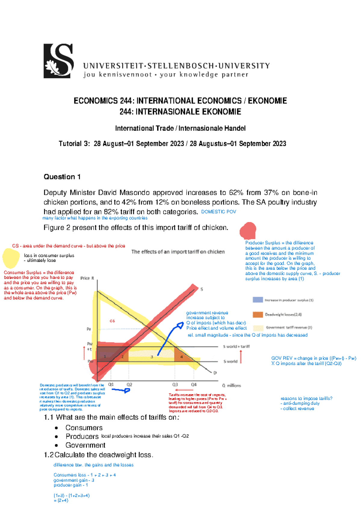 Tutorial 3 2023 - ECONOMICS 244: INTERNATIONAL ECONOMICS / EKONOMIE 244 ...