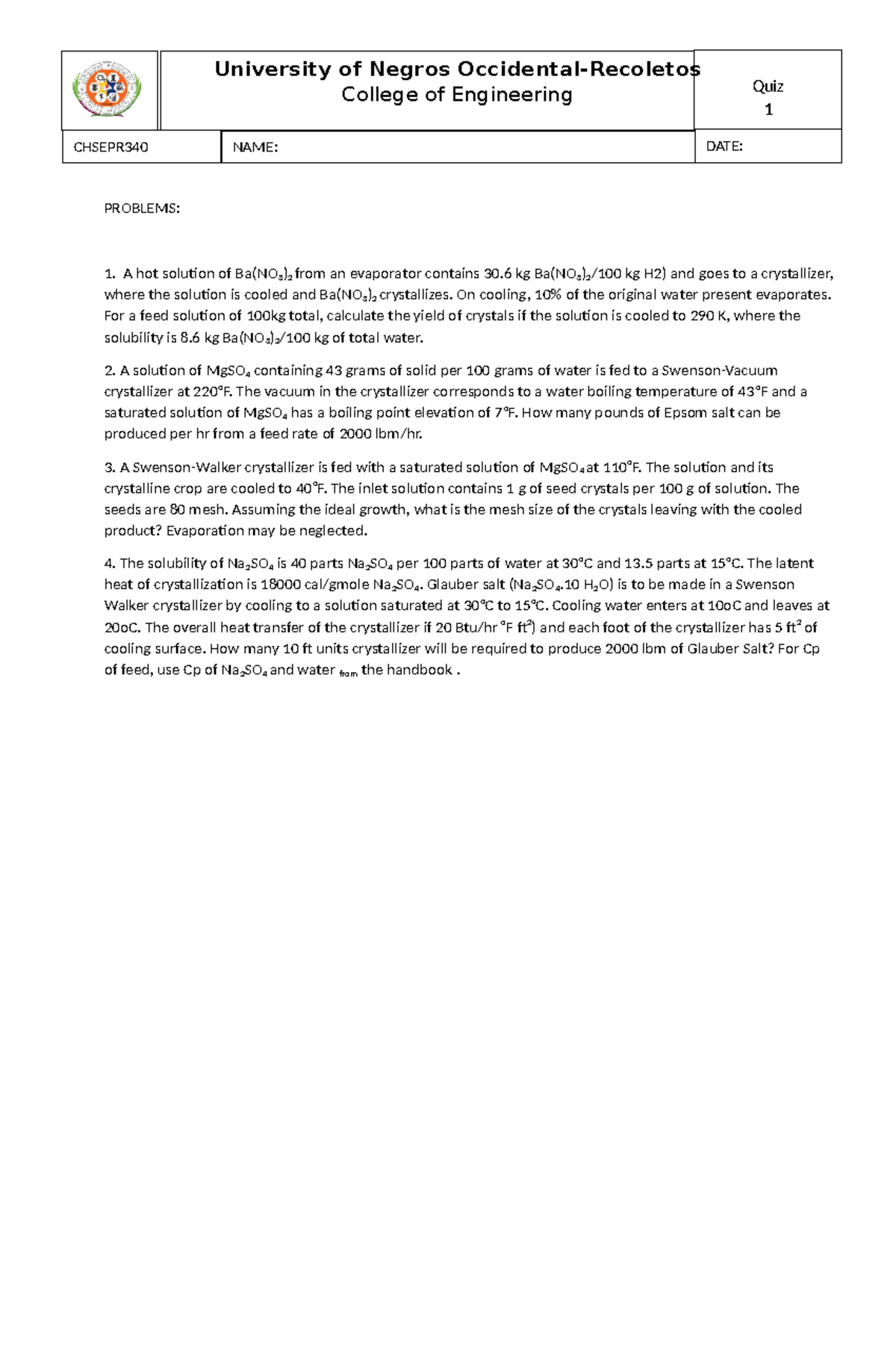 Quiz 1 Midterm Problems Solving Quiz 1 University Of Negros