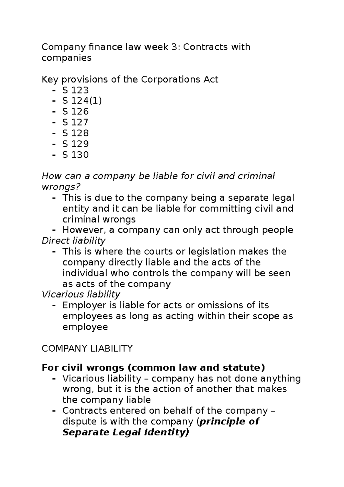 Company finance law week 3 - Execute the document with seal, and ...