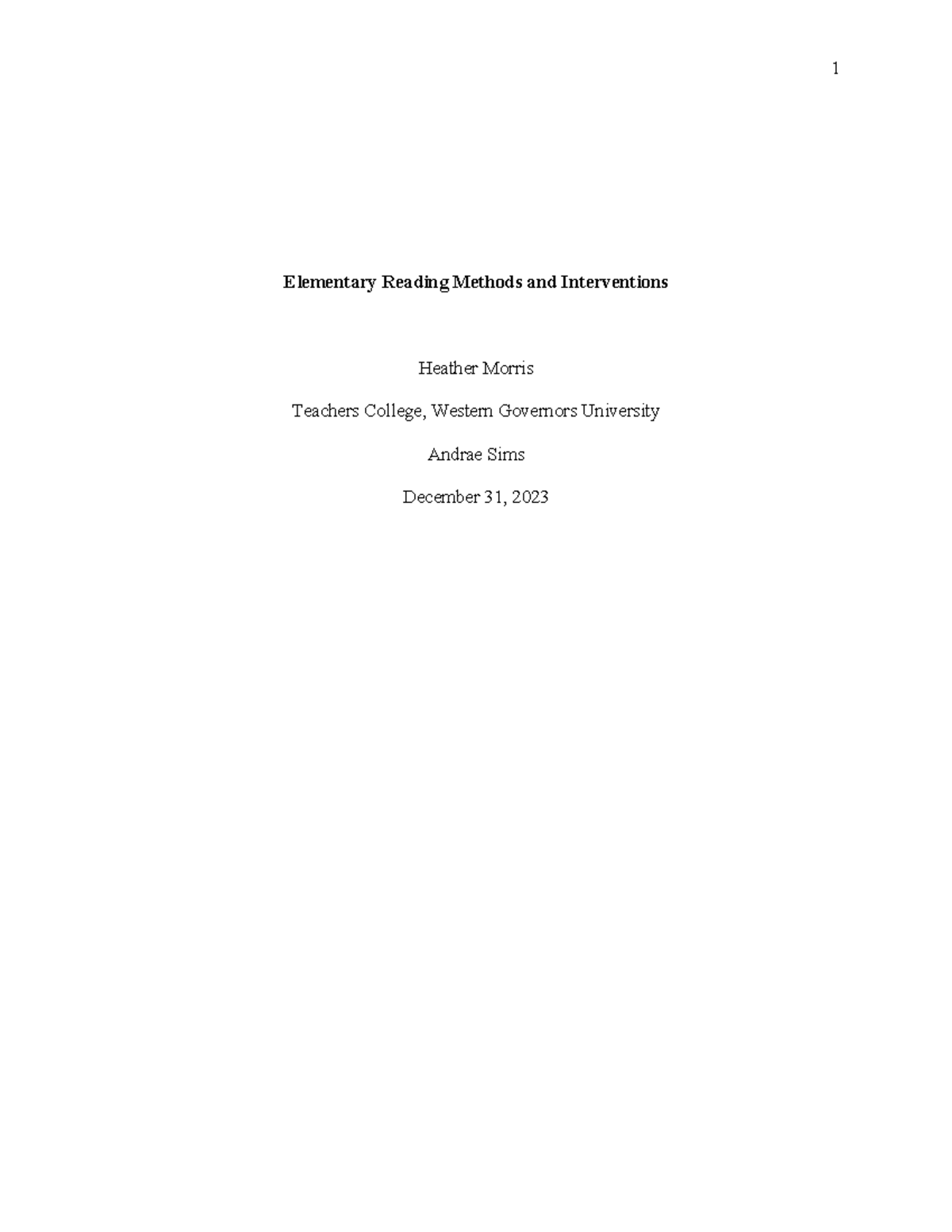 Direct Instruction Lesson Plan Task 1 - Elementary Reading Methods and Interventions Heather ...