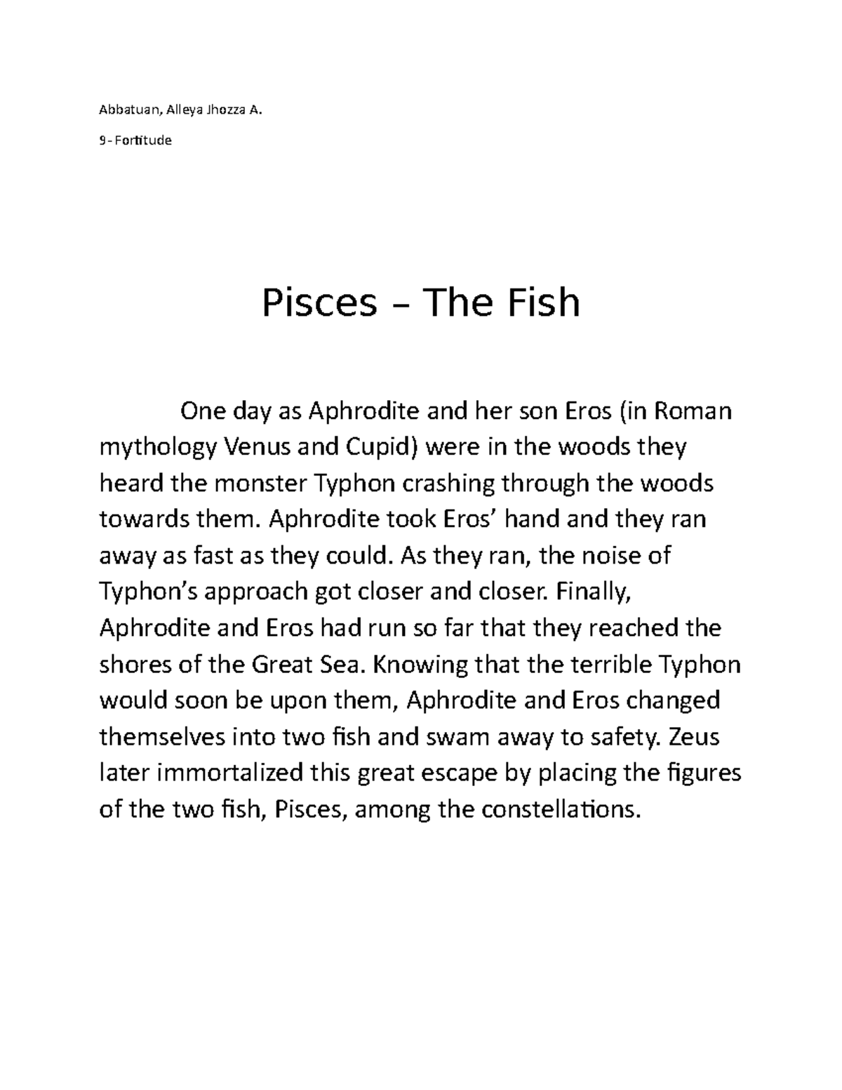 Zodiac Pisces - lecture 2 - Abbatuan, Alleya Jhozza A. 9- Fortitude ...