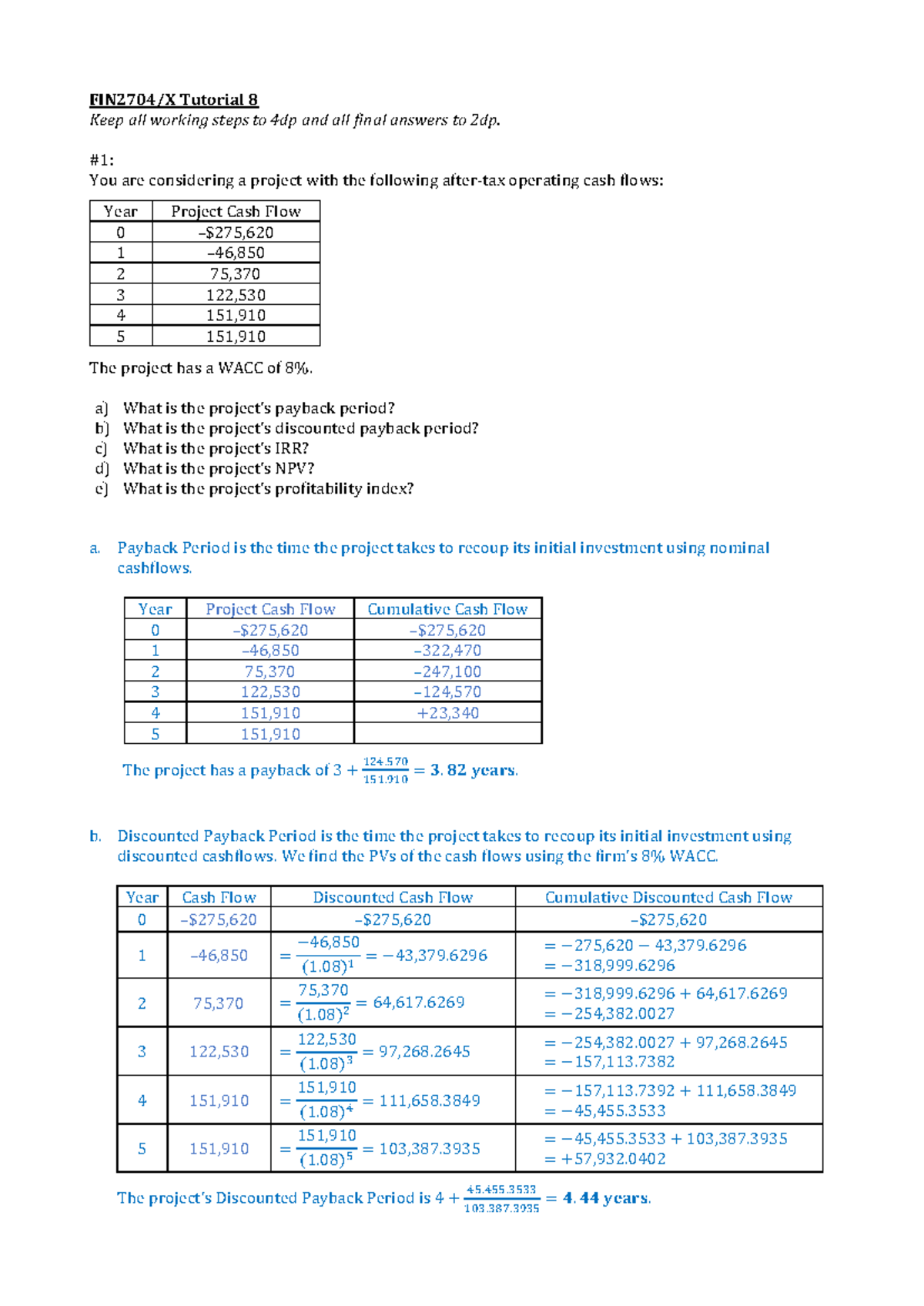 FIN2704 AY24-25 Sem1 Tutorial 8 Solutions - FIN2704/X Tutorial 8 Keep ...