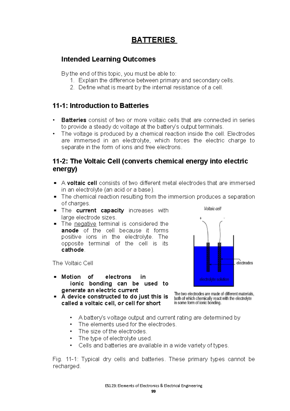 Batteries: Electrical Engineering - BATTERIES Intended Learning ...