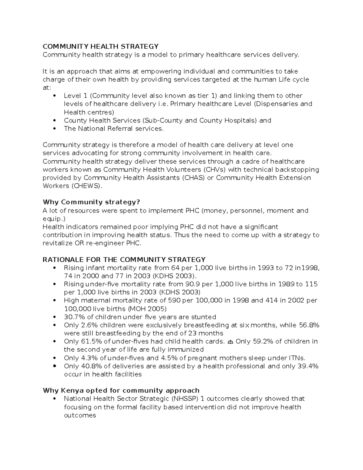 Community Health Strategy - COMMUNITY HEALTH STRATEGY Community health ...