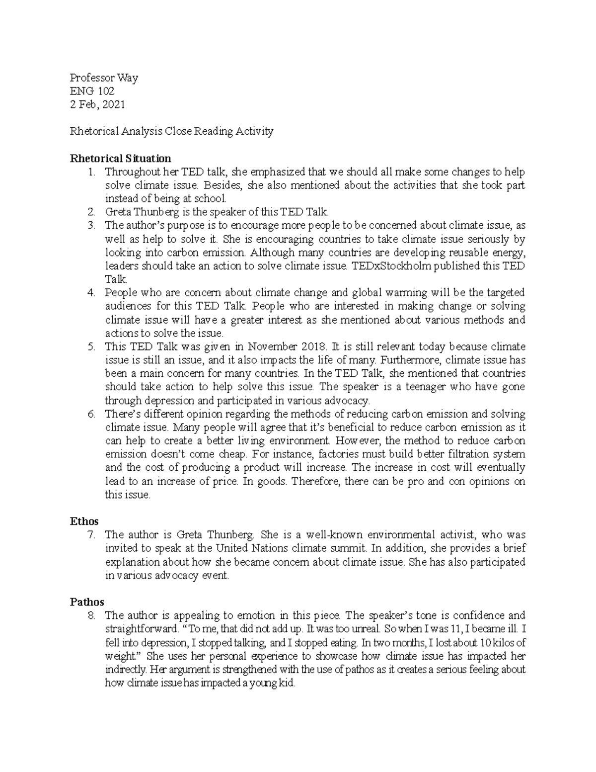 Close Reading Activity - Professor Way ENG 102 2 Feb, 2021 Rhetorical ...