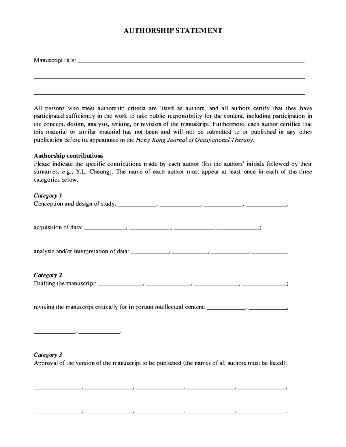 Hkkjot as - Author statement for paper - AUTHORSHIP STATEMENT ...