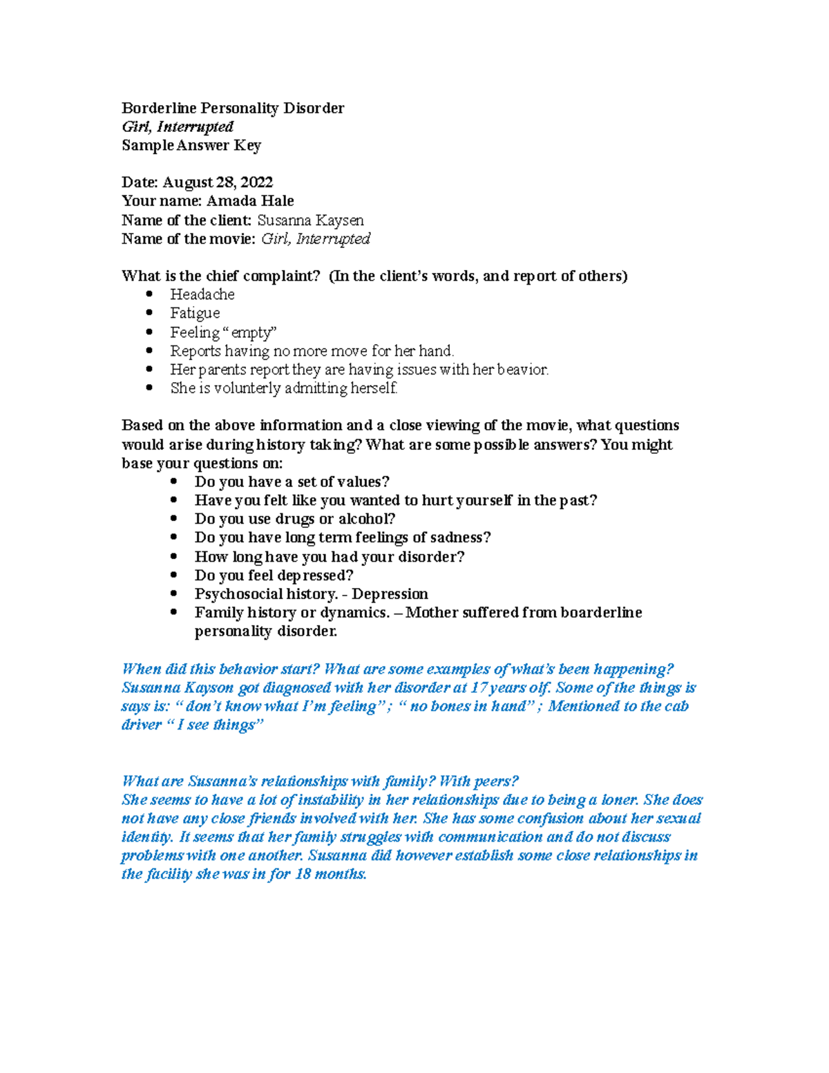 Girl Interrupted Borderline Antisocial Personality -1 - Amanda Hale ...