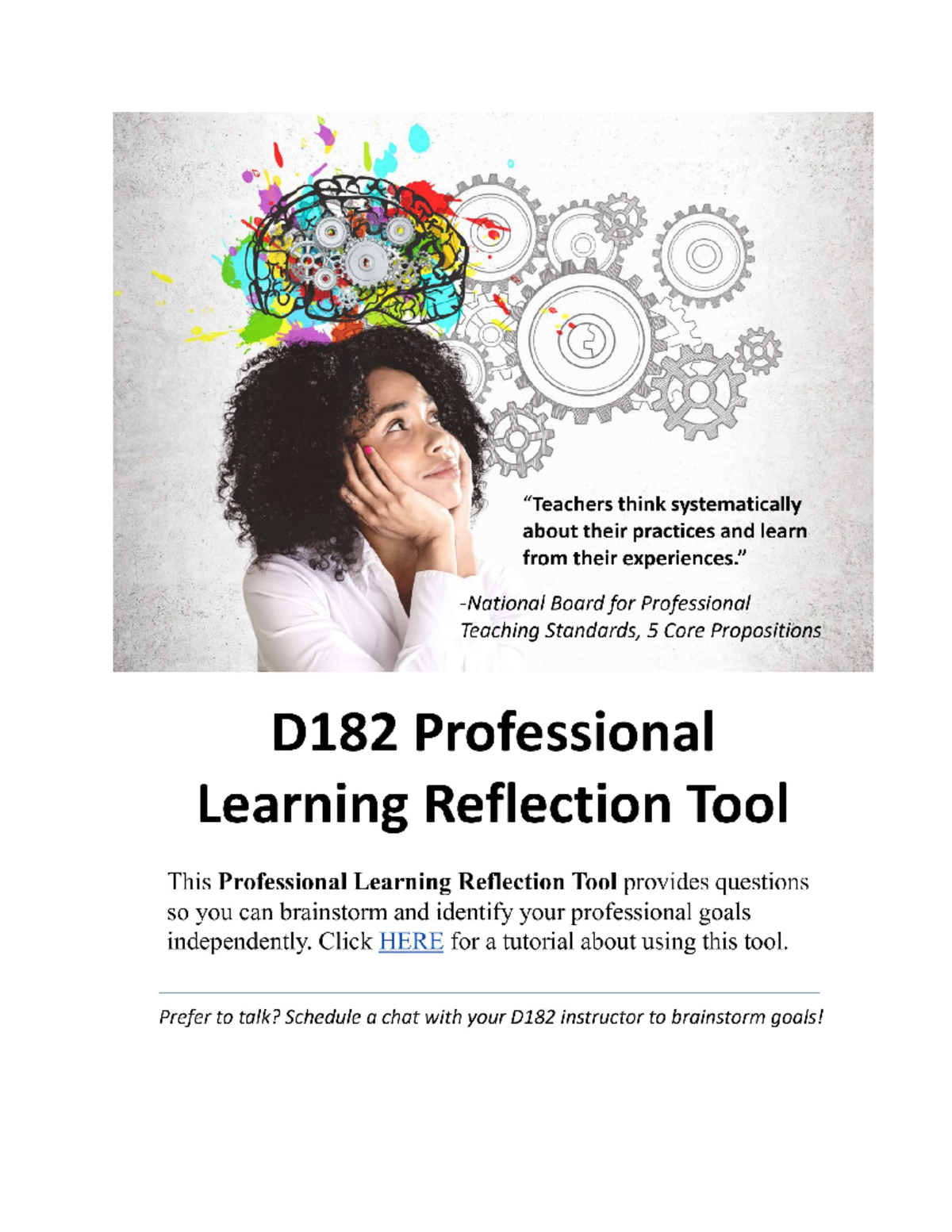 D182 professional learning reflection tool - Reflection question 1 ...