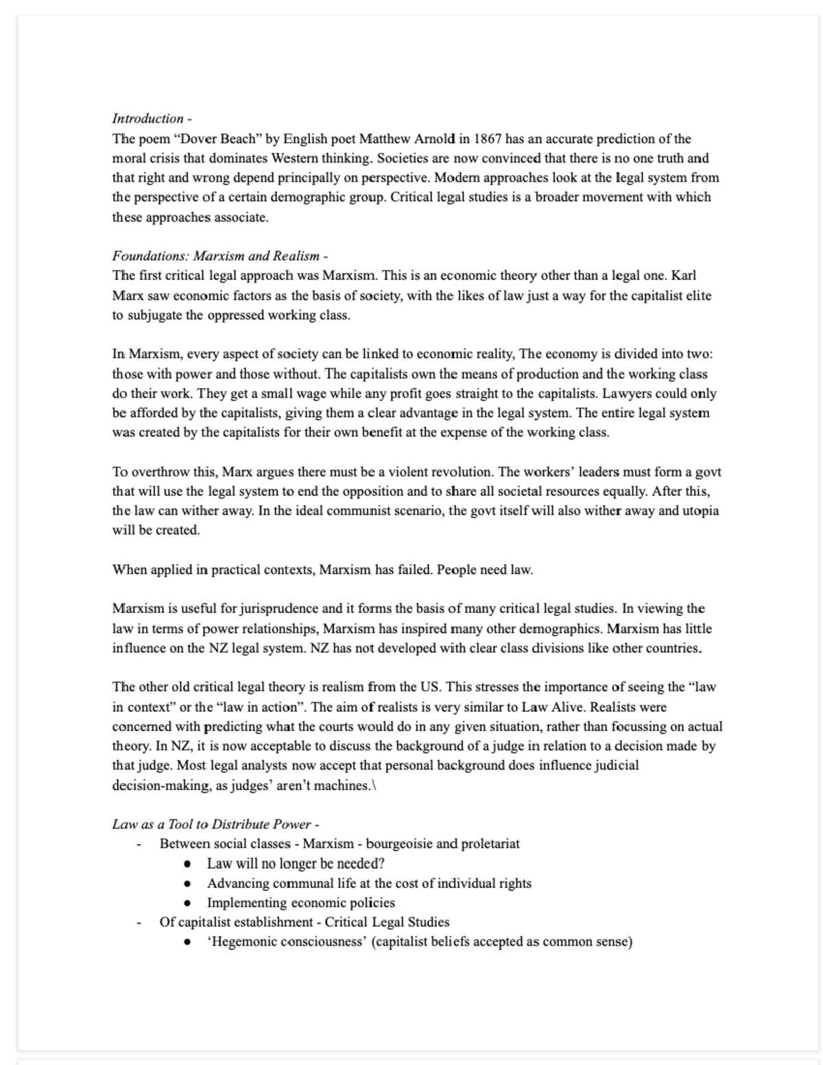 Critical Legal Theory Notes - Introduction to New Zealand Legal System ...