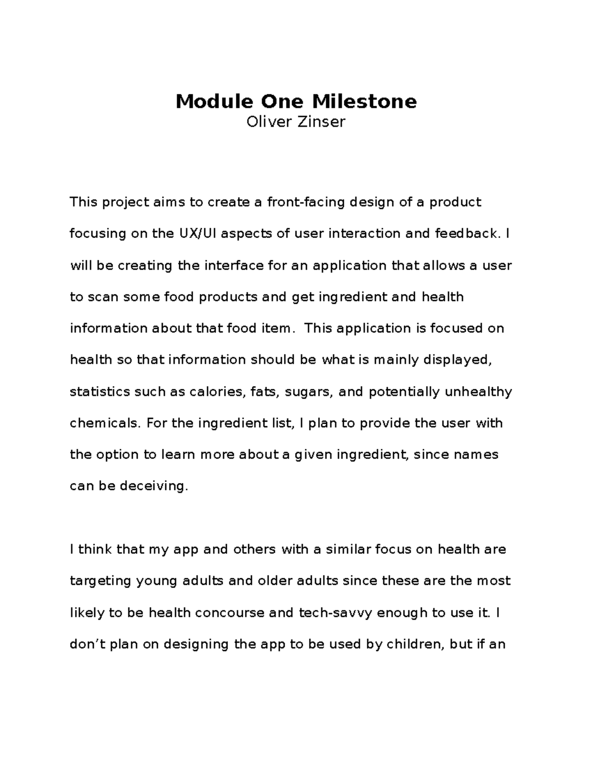 Module One Milestone - Module One Milestone Oliver Zinser This project ...