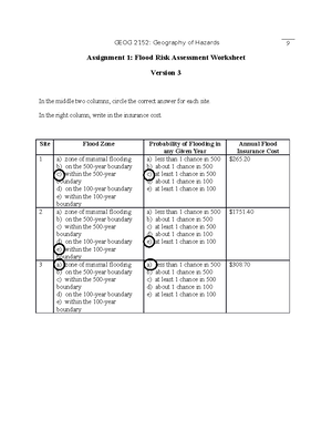 Assignment 2 Worksheet 1 for hazards 2152 - GEOG 2152: Geography of ...