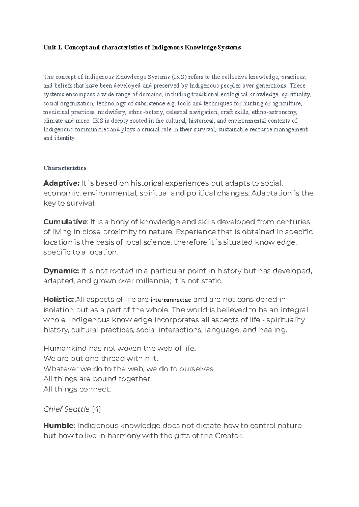 Indigenous knowledge systems - Unit 1. Concept and characteristics of ...