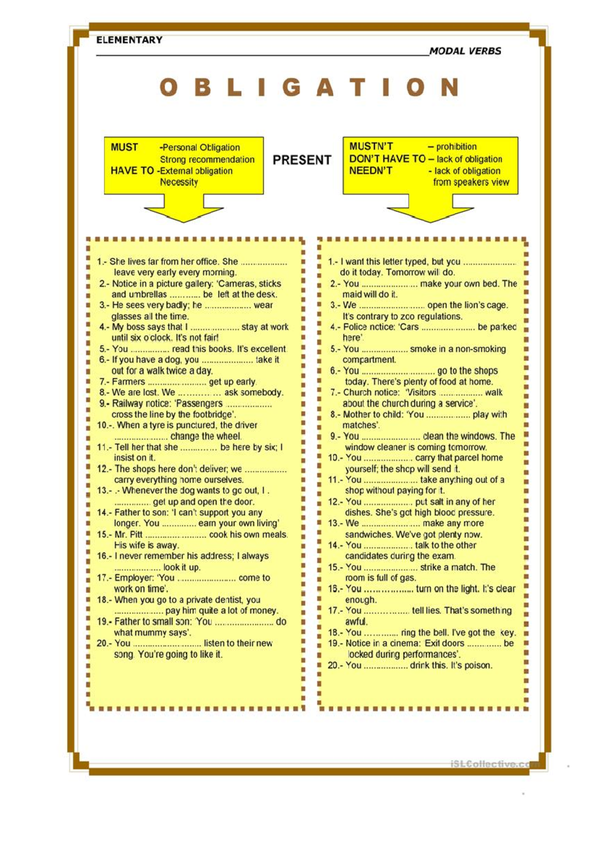 Modals OF Obligation Worksheet PAGE 1 OF 3 - Inglés Comercial - Studocu