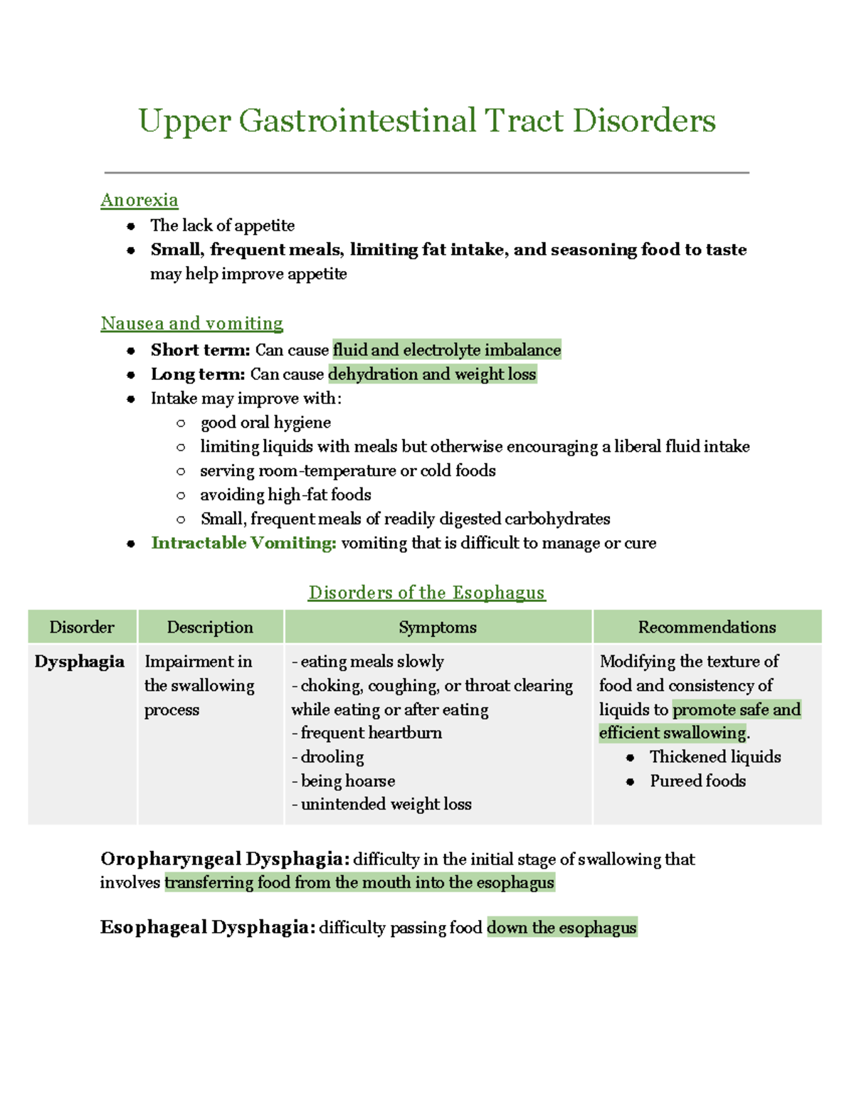 Upper Gastrointestional Dissorders - Upper Gastrointestinal Tract ...