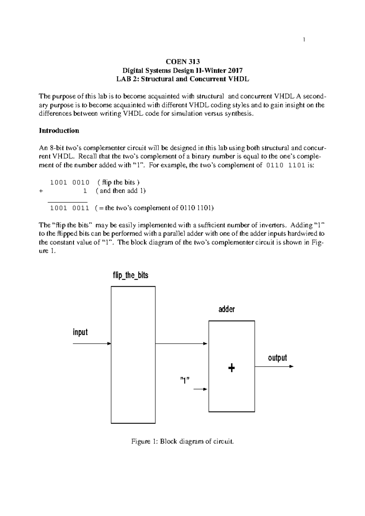 Lab2 - lab 2 coen 313 - 1 COEN 313 Digital Systems Design II-Winter 2017 LAB 2: Structural and ...