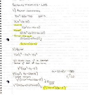 Solving equations by factoring and problem-solving lab - MAT 1033 - Florida SouthWestern - Studocu