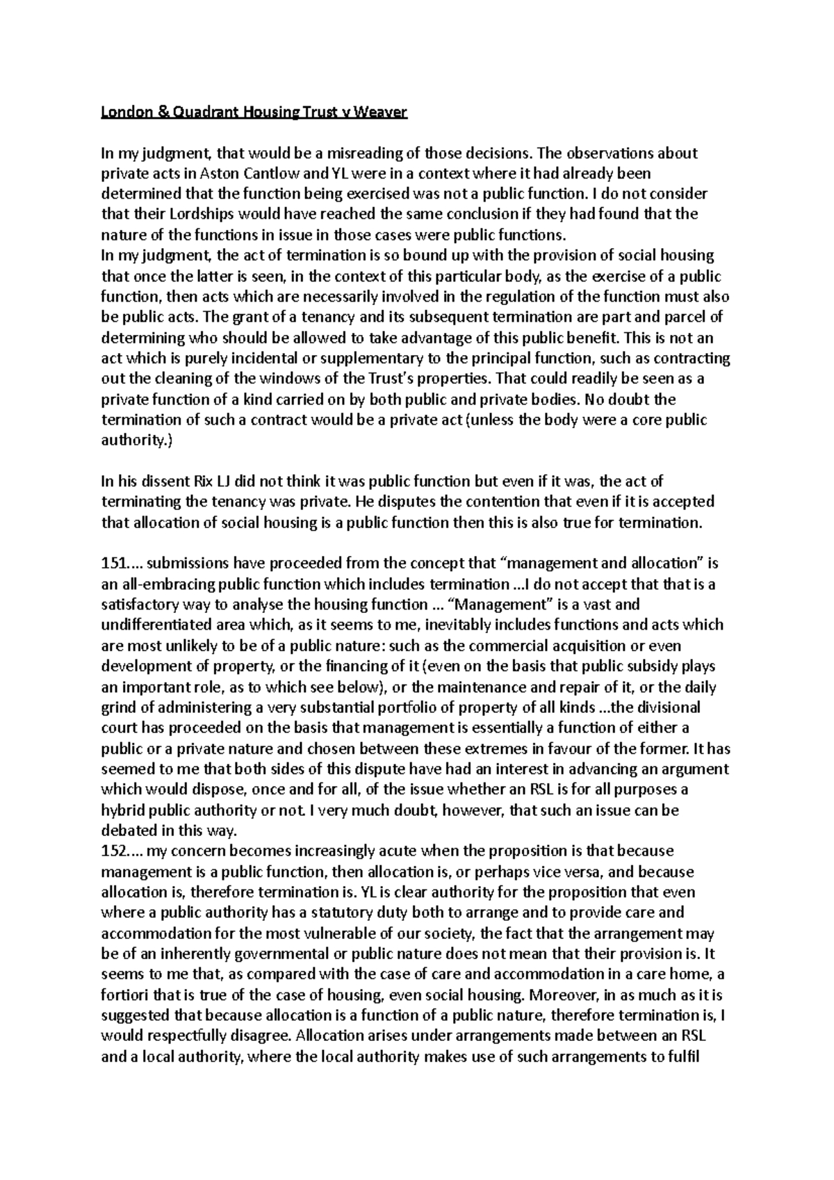 London & Quadrant Housing Trust v Weaver - London & Quadrant Housing ...