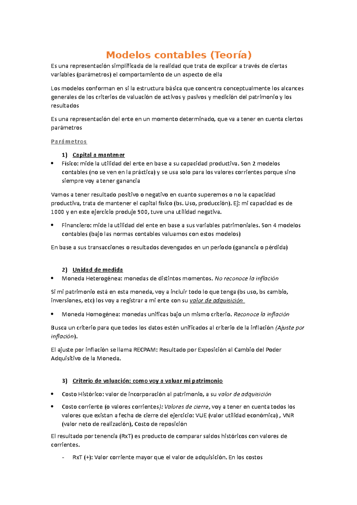 Modelos contables teoria - Modelos contables (Teoría) Es una representación simplificada de la ...