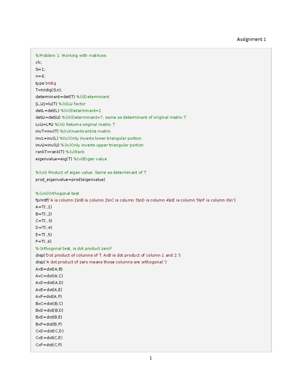 Homework 1 - Questions and answers - Assignment 1 1: Working with ...