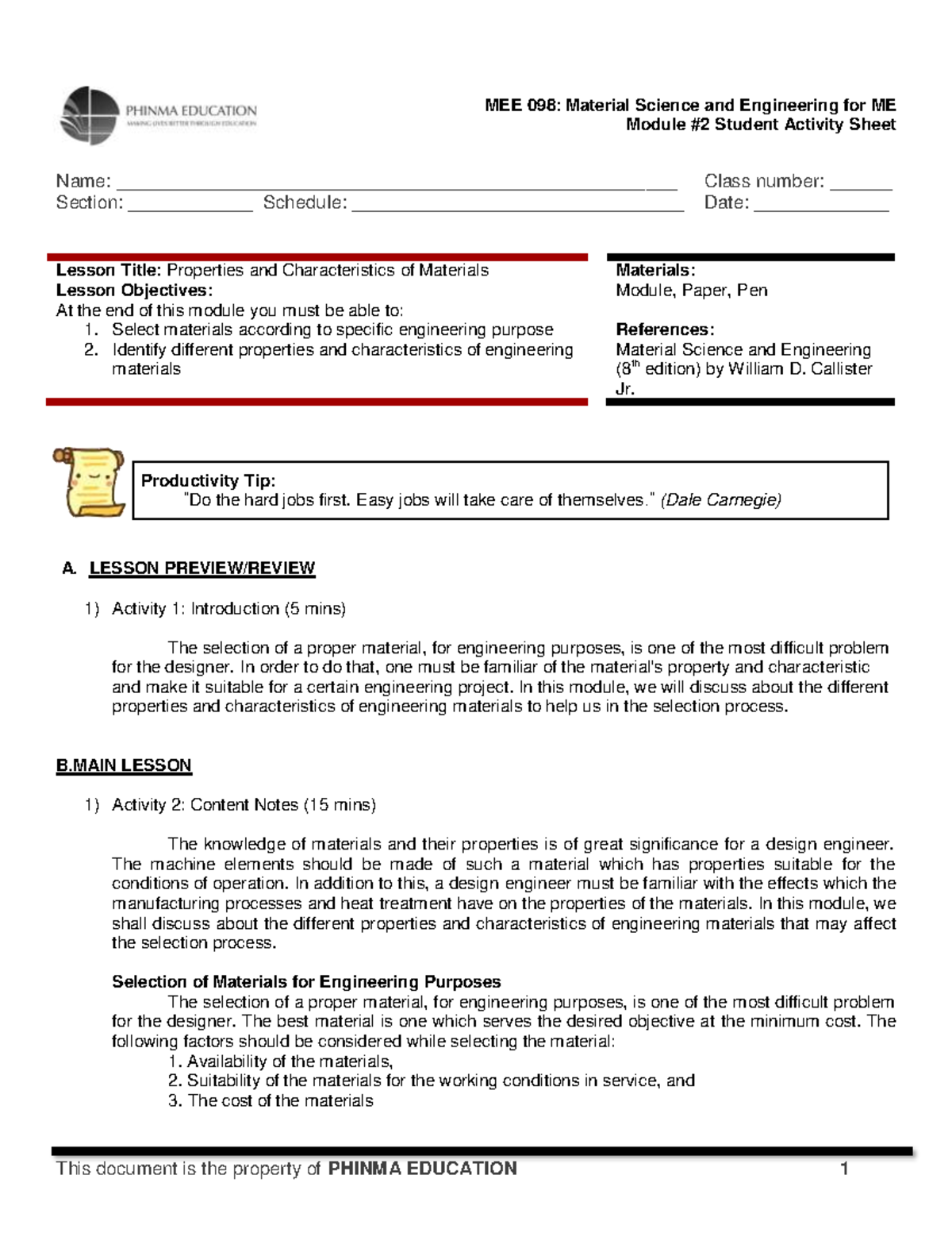 SAS2-MEE-098 - asd - Module #2 Student Activity Sheet Name: - Studocu