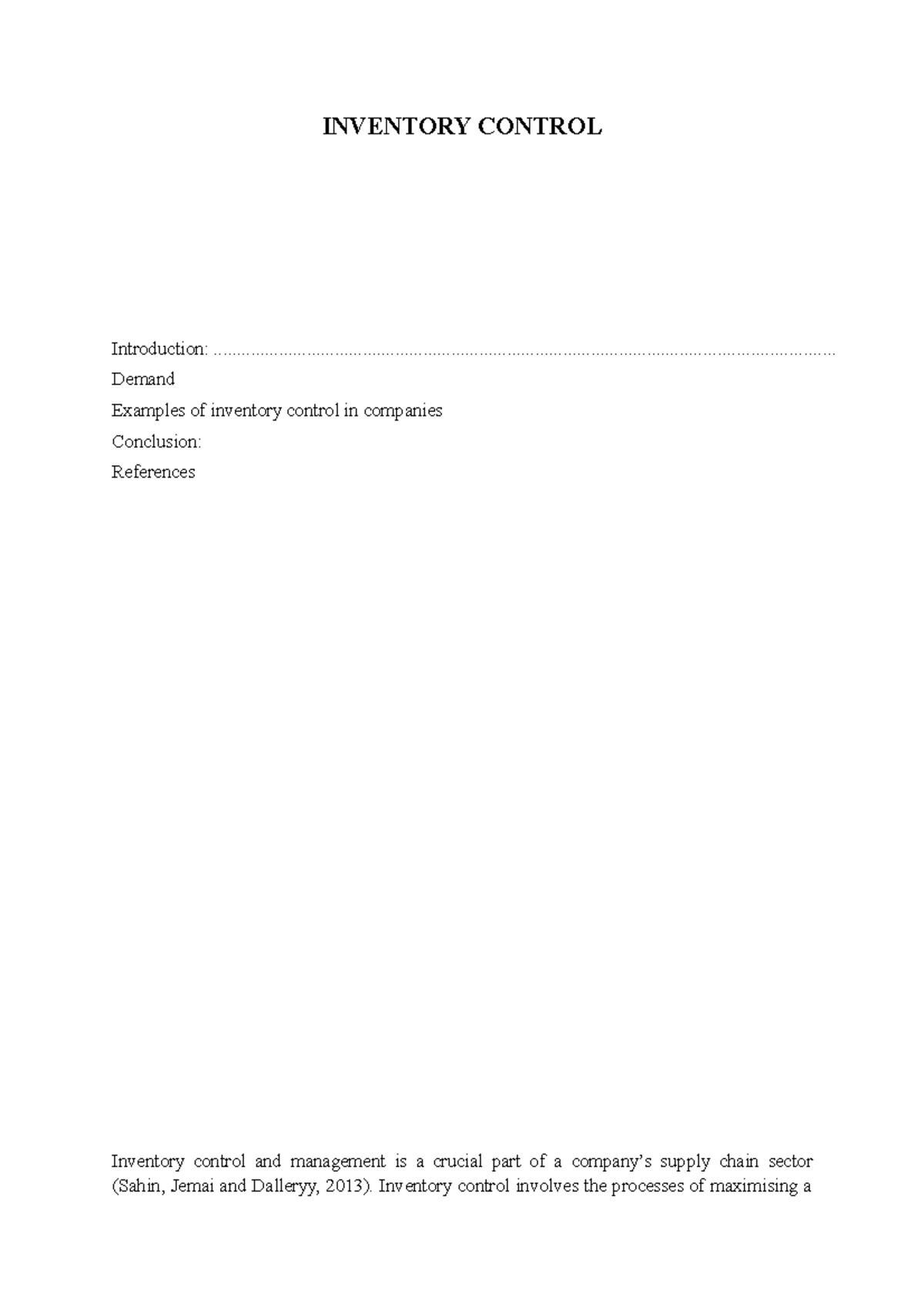 Inventory control - 8 - INVENTORY CONTROL Introduction: - Studocu