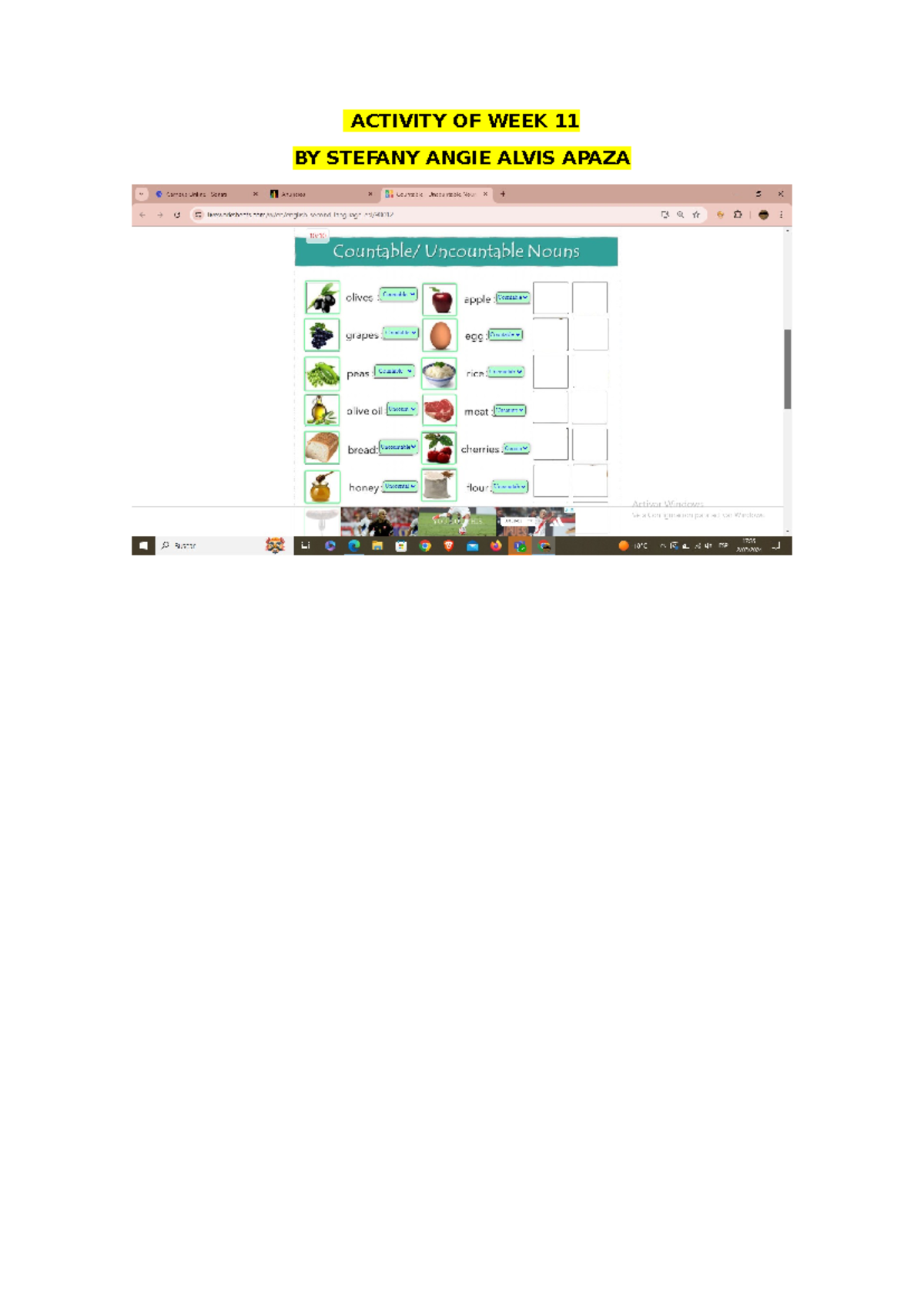 Activity OF WEEK 11 - ACTIVITY OF WEEK 11 STEFANY ANGIE ALVIS APAZA ...