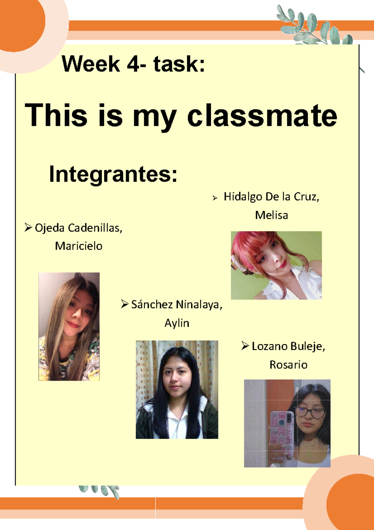 (AC-S04) Week 4 - Task Assignment - This is my classmate - Week 4- task: Lozano Buleje, Rosario ...