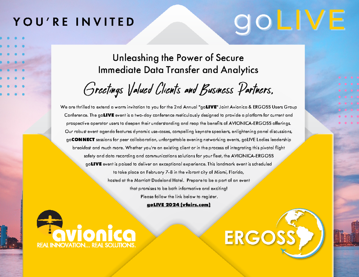 Avionica go LIVE Invite - Y O U ’ R E I N V I T E D Greetings Valued ...