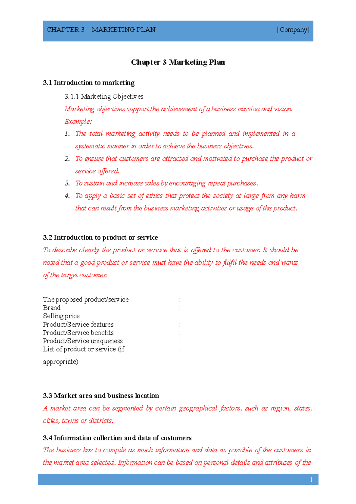 Chapter 3 - Marketing Plan (Report) - Chapter 3 Marketing Plan 3 ...