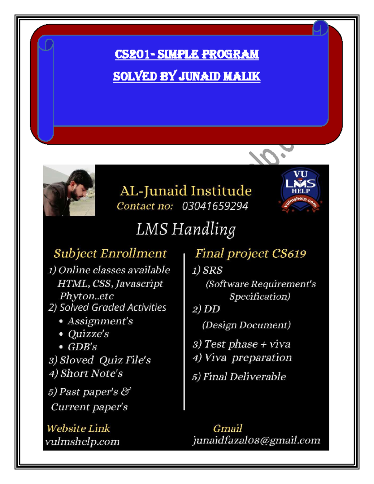 CS201 Simple Program By Junaid,ASFAND YARR - ####### CS201- SIMPLE ...