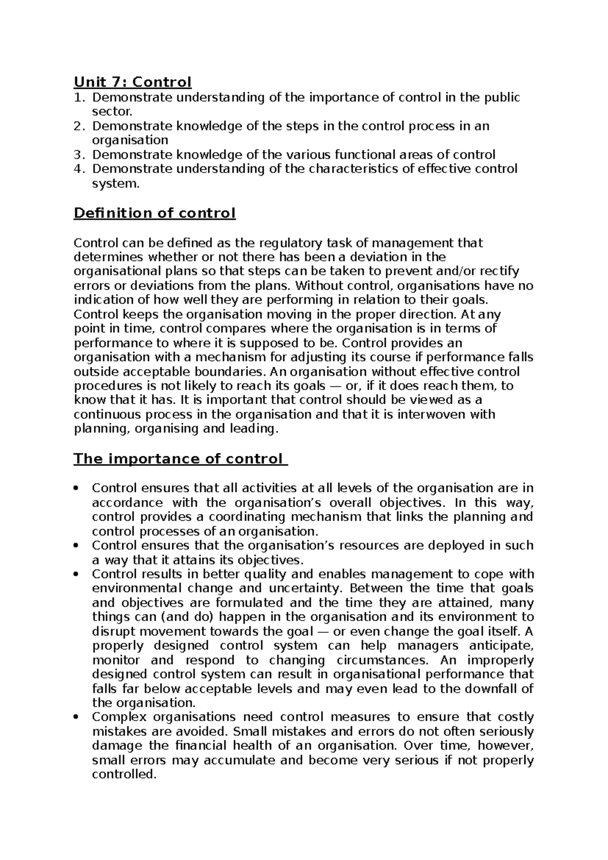 OPB 210(Unit 7) - These are the notes based on Unit 7 of Public ...