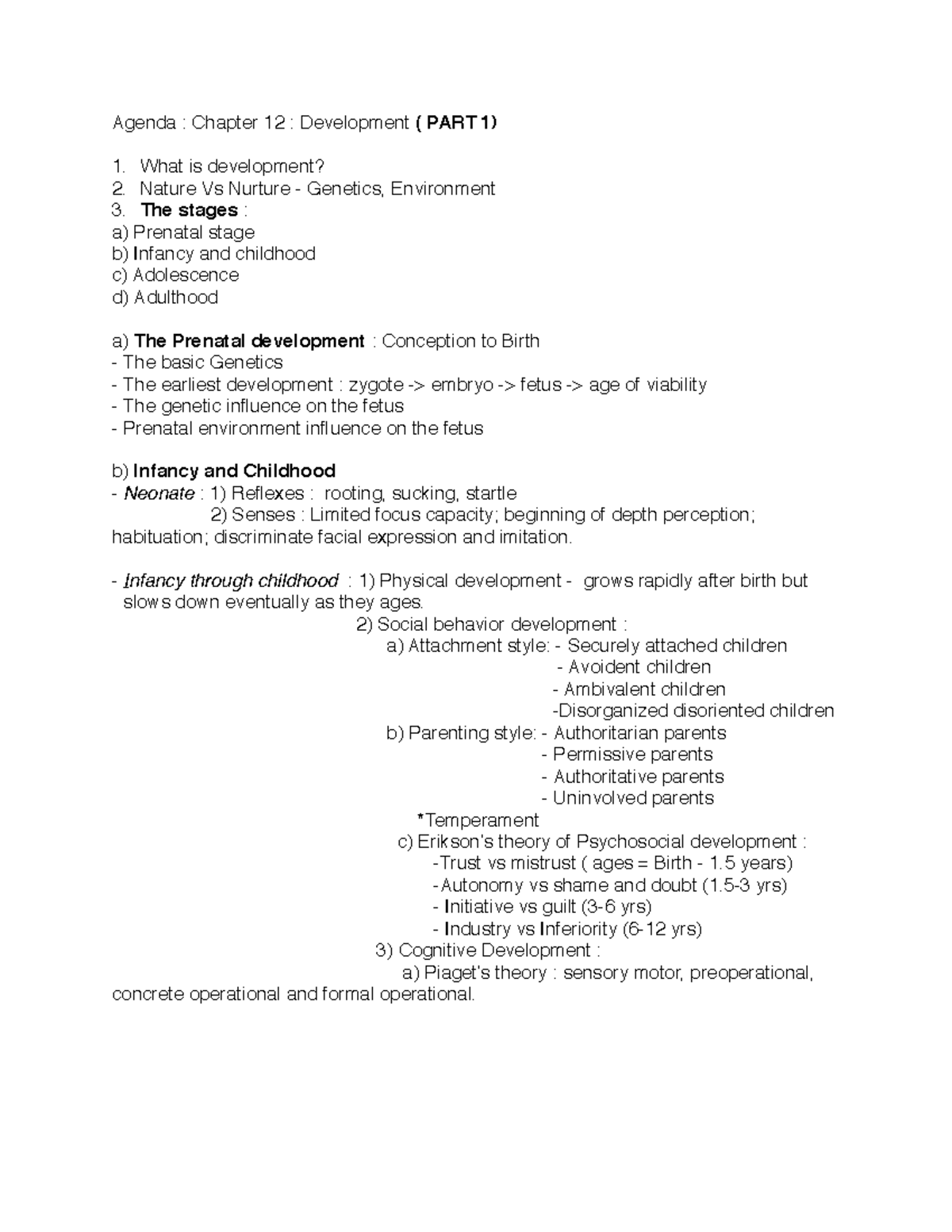 8.Development - Psy101 syllabus includes this chapter. - Agenda : Chapter 12 : Development ...