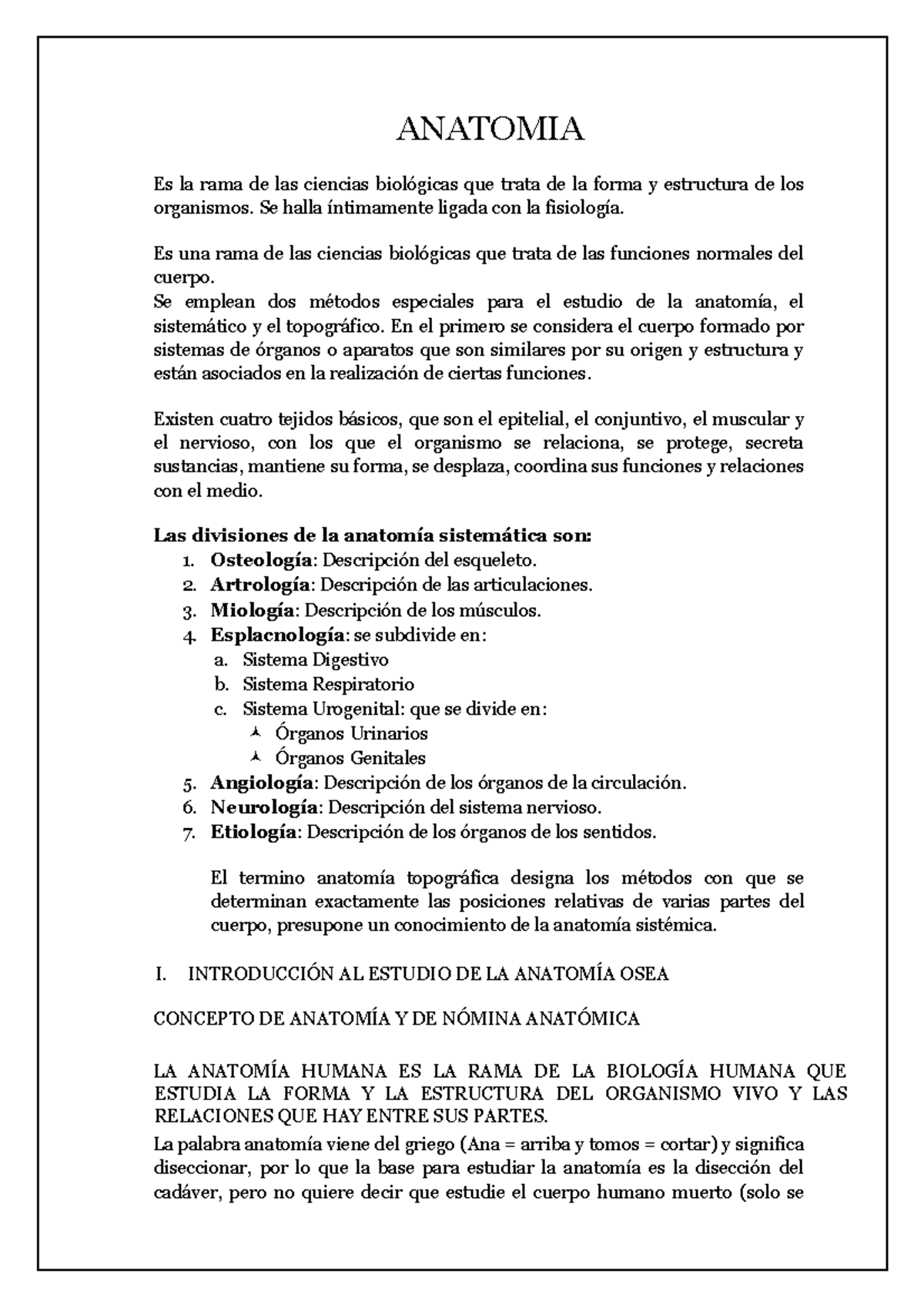 Anatomia - nbgvfcdsx - ANATOMIA Es la rama de las ciencias biológicas ...