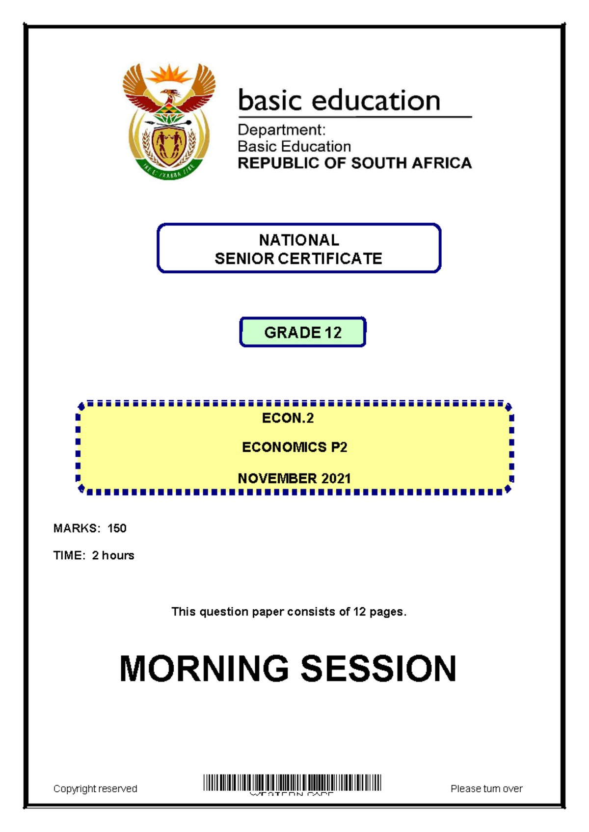 Economics P2 Nov 2021 - NATIONAL SENIOR CERTIFICATE GRADE 12 ECON ...
