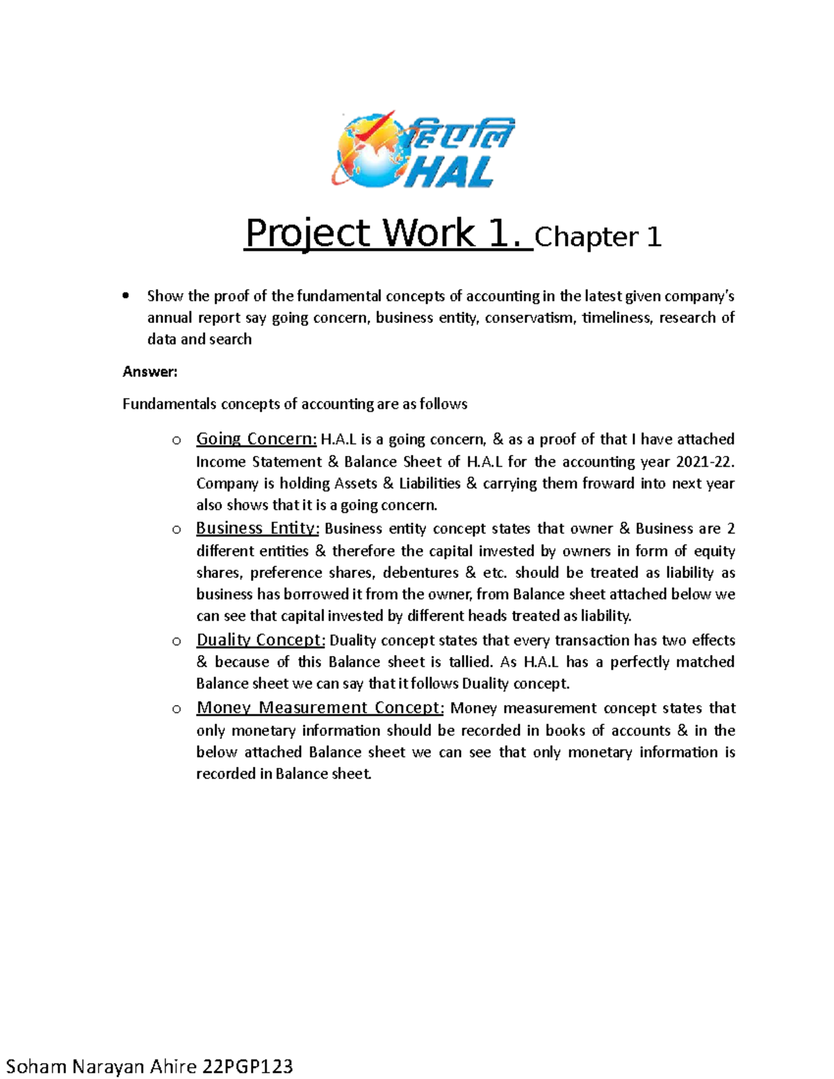 FAC Project - FAC - Project Work 1. Chapter 1 Show the proof of the fundamental concepts of ...