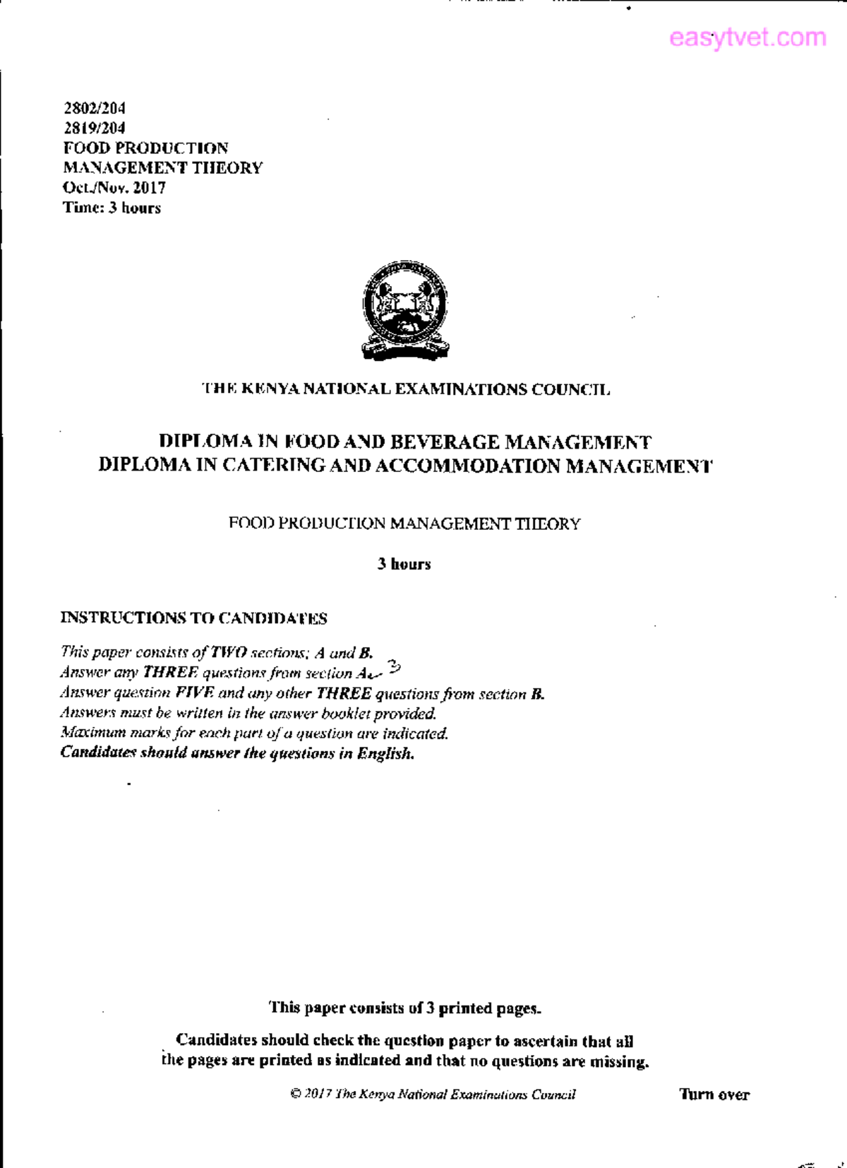 2017 nov - Summary - easytvet FOOD PRODUCTION MANAGEMENT THEORY 2017 ...