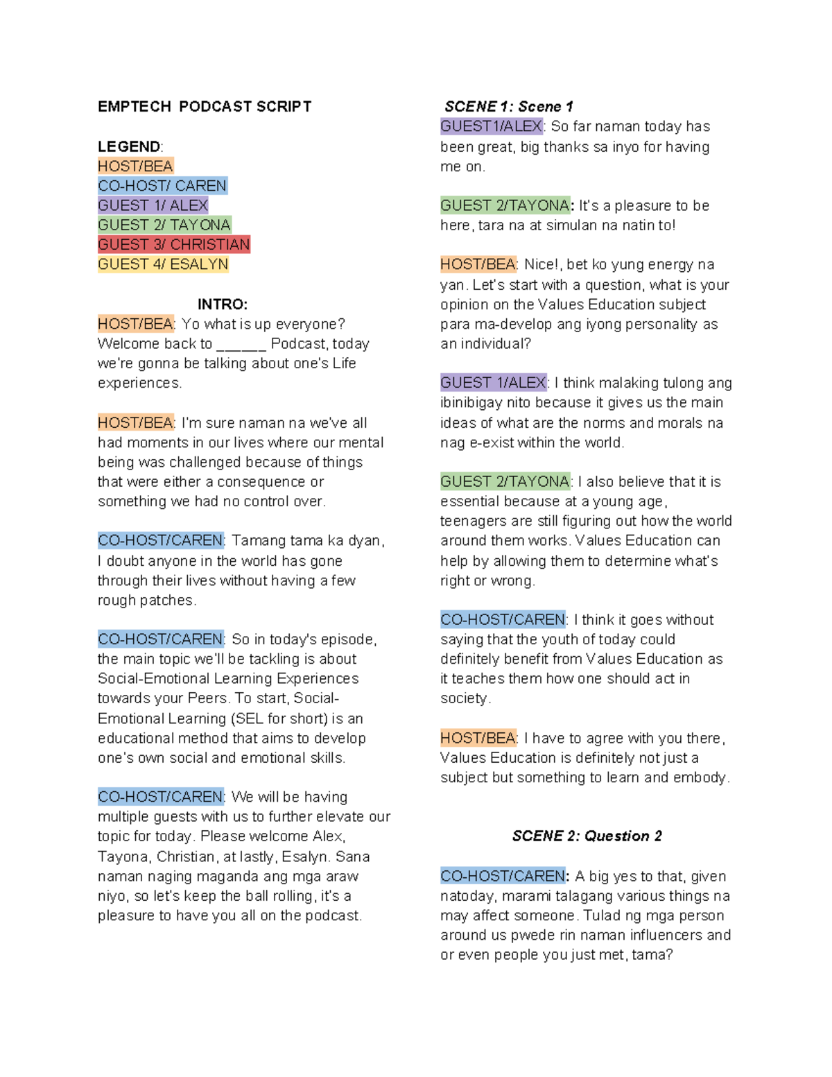 Final Emptech Podcast Script - EMPTECH PODCAST SCRIPT LEGEND: HOST/BEA ...