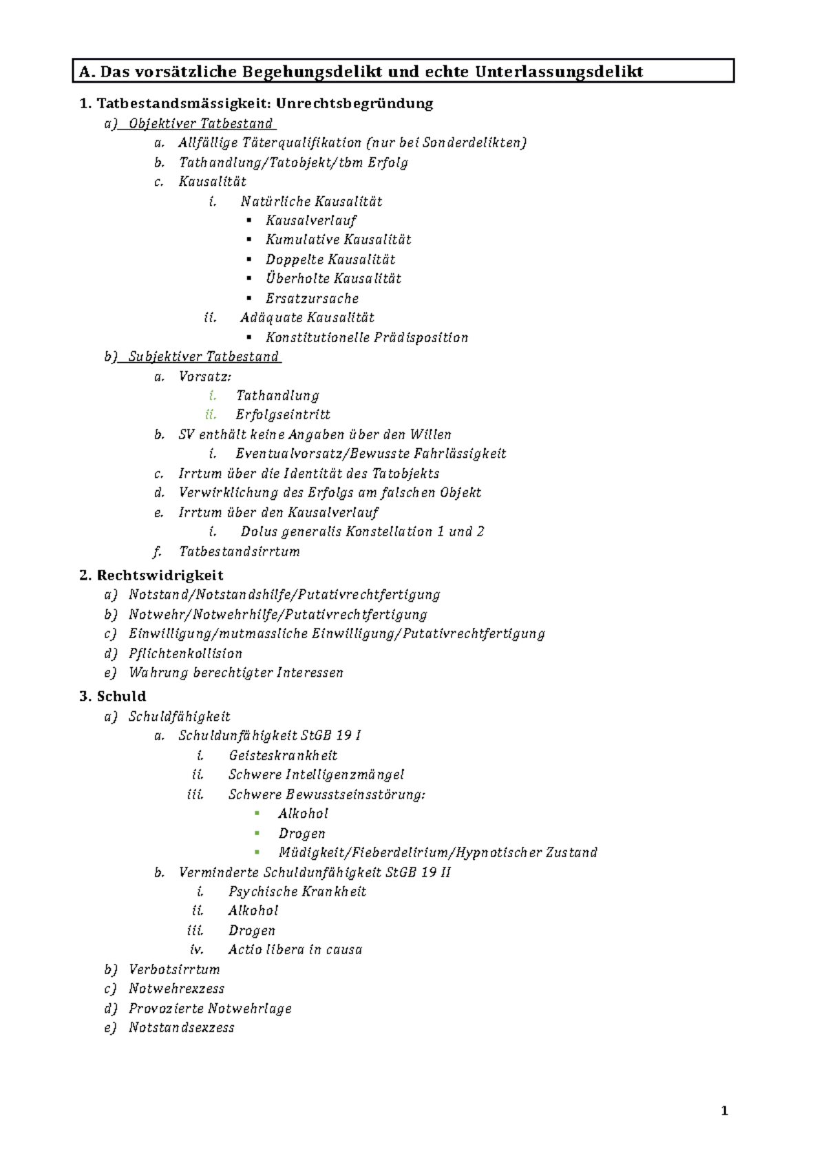 StGB AT Prüfschemen auf einen Blick - A. Das vorsätzliche ...