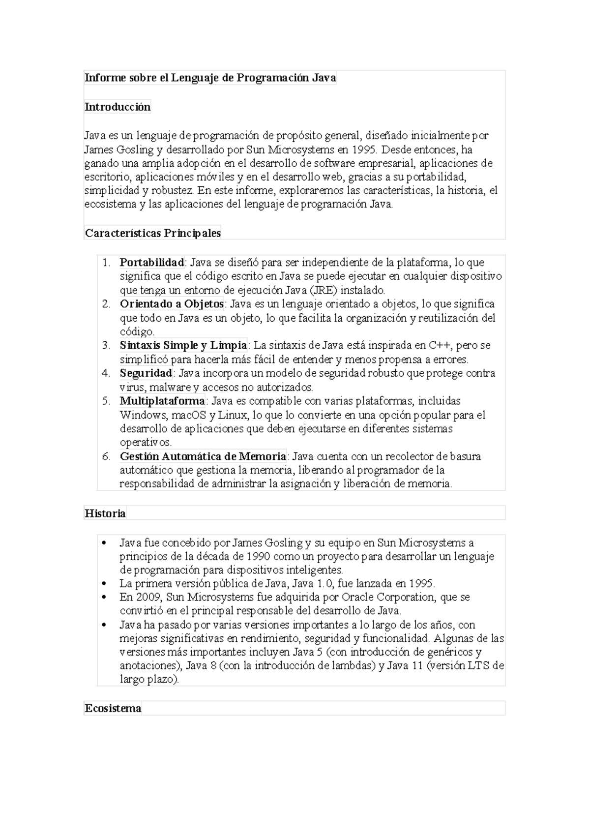 JAVA - Que es - JAVA - Que es - Informe sobre el Lenguaje de ...